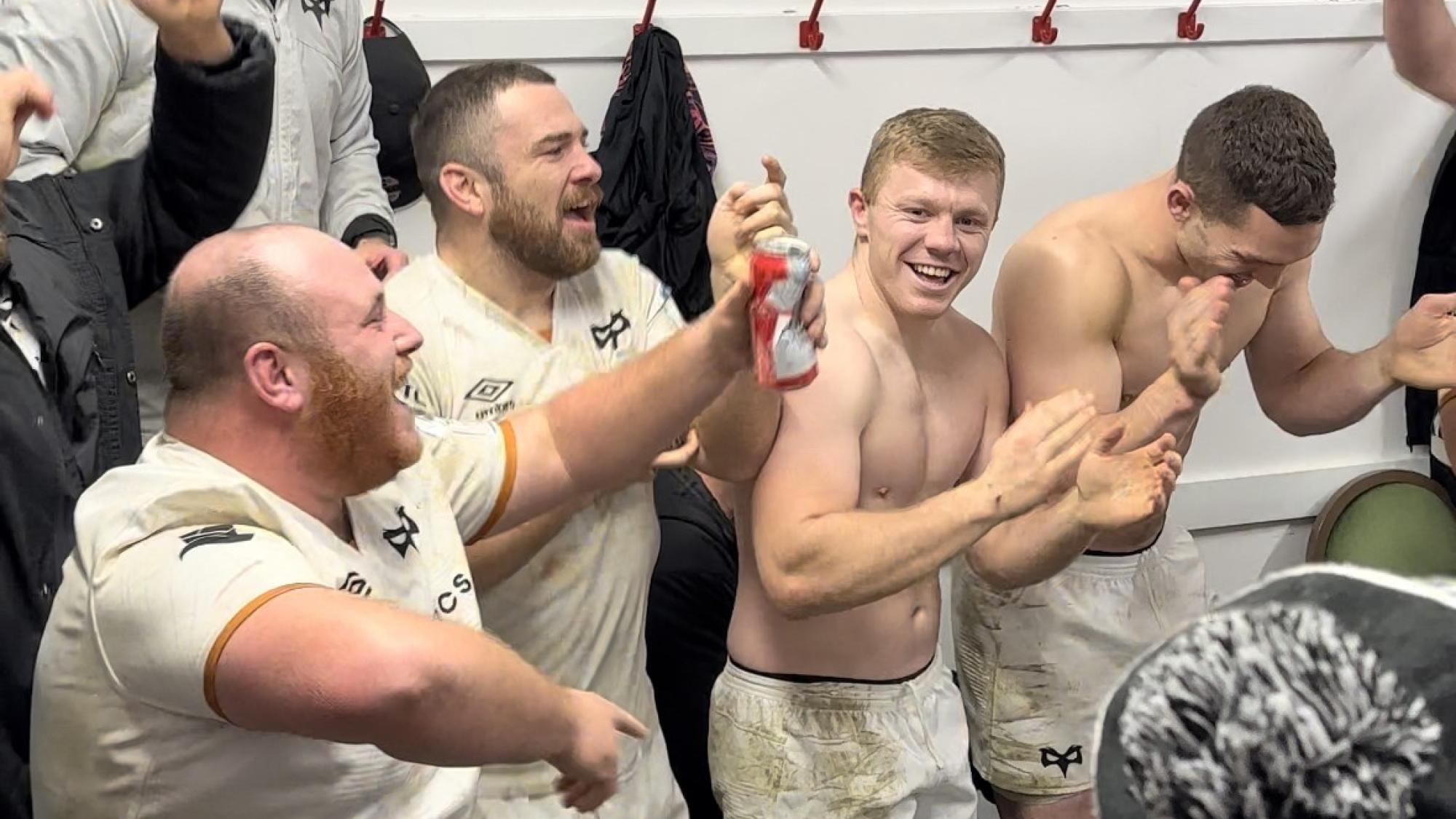 Rhys Henry Leads The Celebrations After Victory Over Leicester Tigers ...